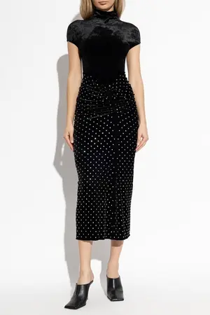 Alaïa Velvet Midi Dress With Sequins