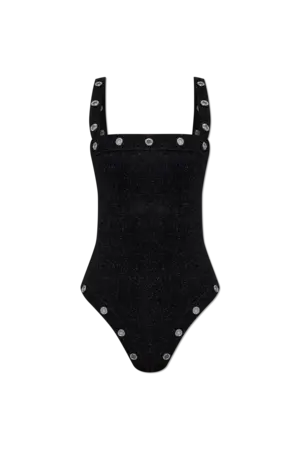 Oseree Eyelet Embellished One-piece Swimsuit - Black