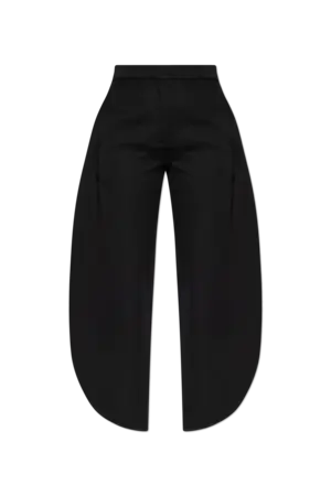 Alaïa Wide-leg Wool Trousers With Slits - Black