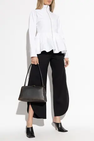 Alaïa Wide-leg Wool Trousers With Slits - Black