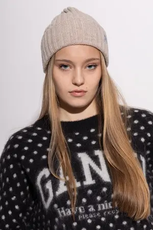 GANNI Cap With Embroidered Logo - Beige