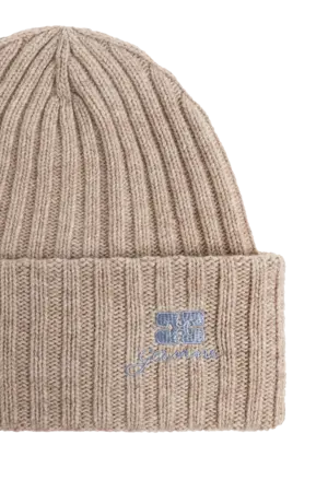 GANNI Cap With Embroidered Logo - Beige
