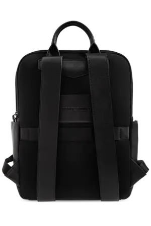 Emporio Armani Leather Backpack With Logo Patch