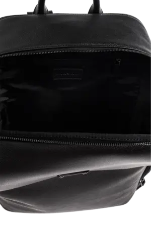 Emporio Armani Leather Backpack With Logo Patch