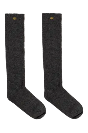 GANNI Knee High Socks With Logo - Grey