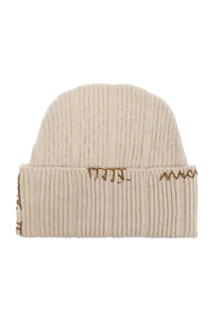 Marni Wool Beanie With Stitching - Beige