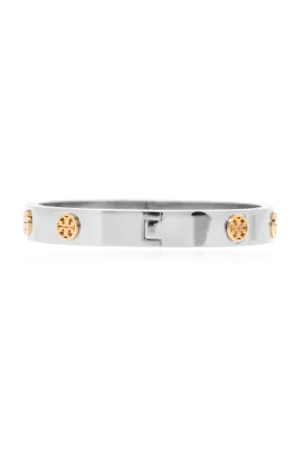 Tory Burch Logo Bangle Bracelet - Silver