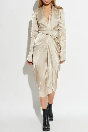 Rick Owens Tie-waist Long-sleeve Dress
