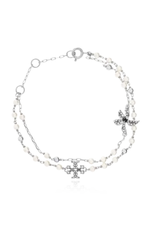 Tory Burch Glass Pearl Bracelet - Silver
