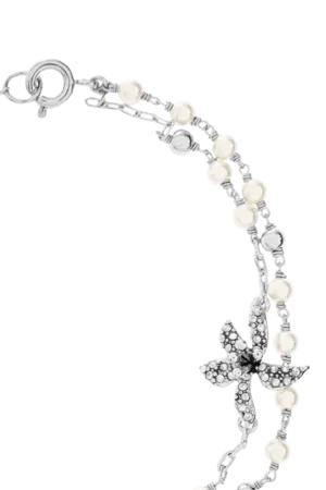 Tory Burch Glass Pearl Bracelet - Silver
