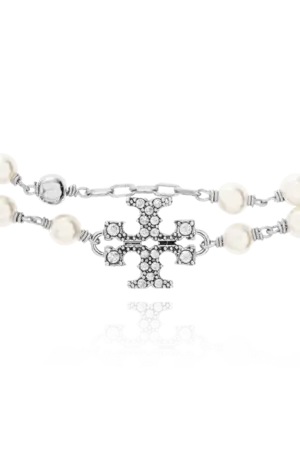 Tory Burch Glass Pearl Bracelet - Silver