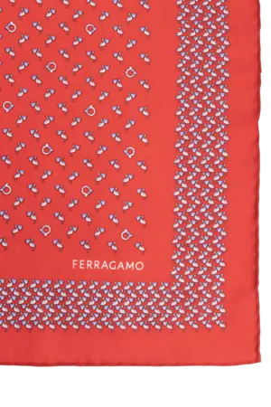 FERRAGAMO Silk Pocket Square - Red