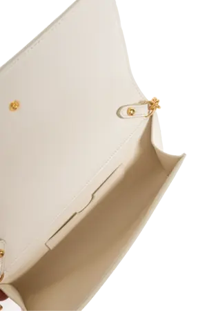 Balmain Clutch With Golden Buckle And Chain - Cream