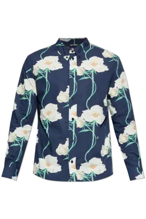 Kenzo Shirt With Floral Motif - Navy Blue