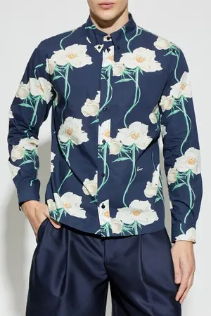Kenzo Shirt With Floral Motif - Navy Blue