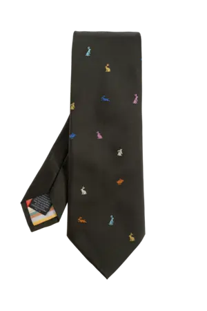 Paul Smith Embroidered Silk Neck Tie - Green