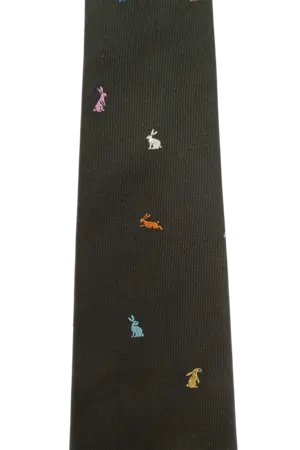Paul Smith Embroidered Silk Neck Tie - Green
