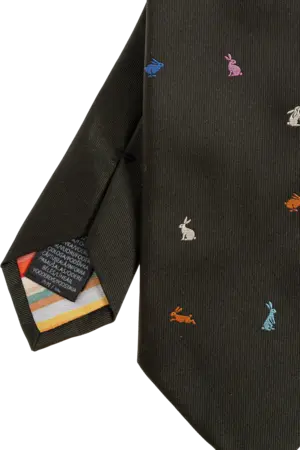 Paul Smith Embroidered Silk Neck Tie - Green