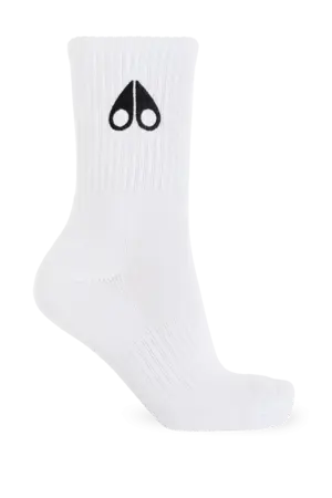 Moose Knuckles Cotton Blend Crew Socks - White