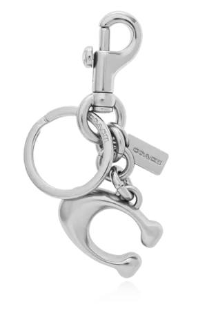 COACH Keyring With Logo Pendant - Silver