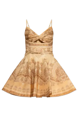 Zimmermann Patterned Strappy Mini Dress - Beige