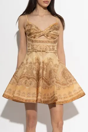 Zimmermann Patterned Strappy Mini Dress - Beige
