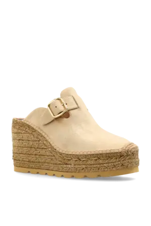 Stella McCartney Wedge-heeled Mule With Braided Detailing - Beige