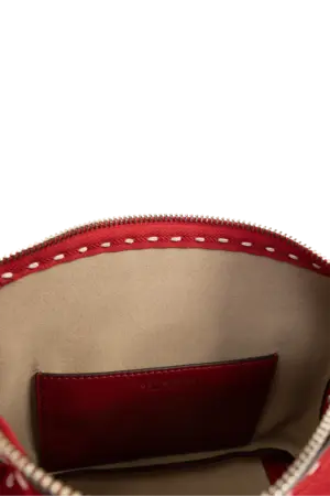 Tory Burch Romy Pick Stitch Small Shoulder Bag - Red