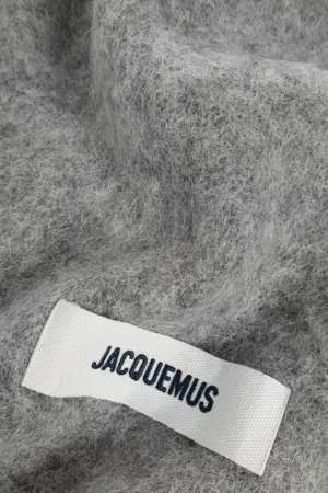 Jacquemus Scarf With Logo Patch - Grey