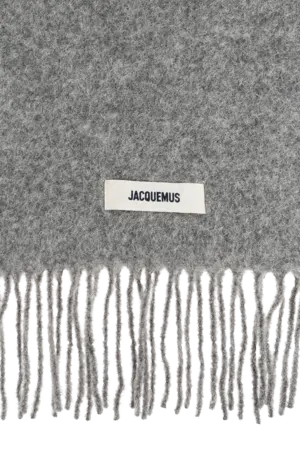 Jacquemus Scarf With Logo Patch - Grey