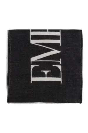 Emporio Armani Scarf With Logo - Black