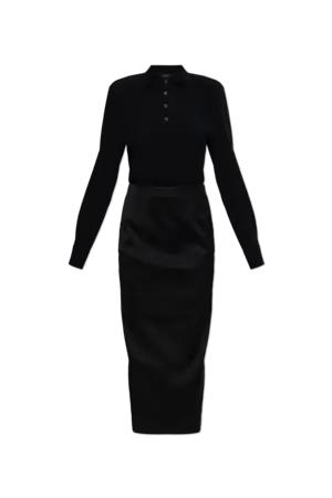 WILLY CHAVARRIA Polo Dress With Mixed Fabrics - Black