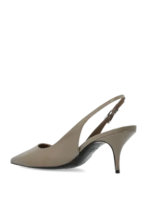 BLACK SUEDE STUDIO Leather Heeled Slingback Pumps - Beige