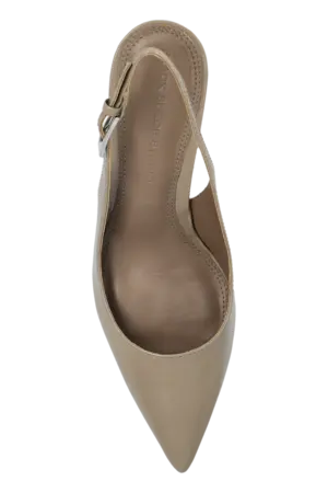 BLACK SUEDE STUDIO Leather Heeled Slingback Pumps - Beige