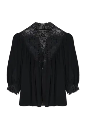 Chloé Silk Top With Lace Inserts - Black