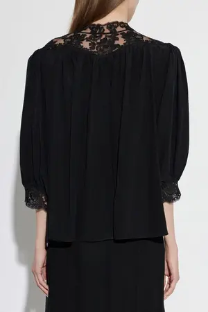 Chloé Silk Top With Lace Inserts - Black