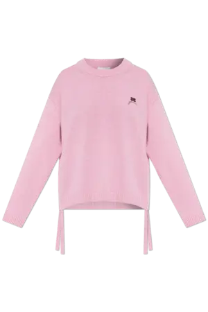 GANNI Turtleneck Sweater With Drawstring Sides - Pink