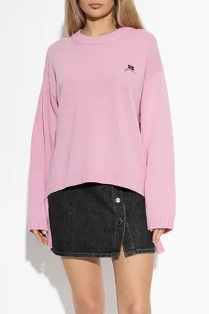 GANNI Turtleneck Sweater With Drawstring Sides - Pink