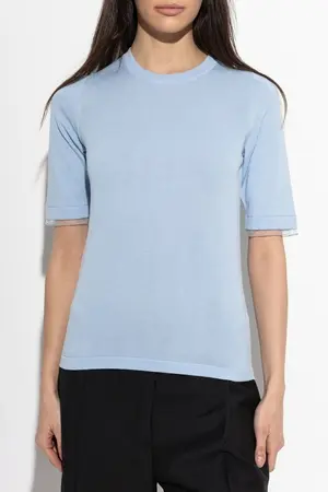 Fabiana Filippi Top With Decorative Sleeves - Light Blue