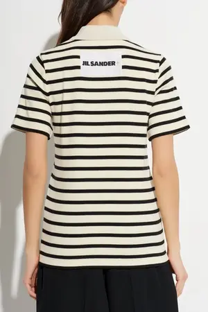 JIL SANDER Striped Polo Shirt - White