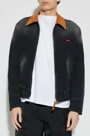 Marni Denim Jacket With Logo Patch - Black