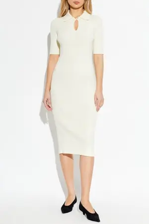 JIL SANDER Wool Polo Midi Dress - Cream