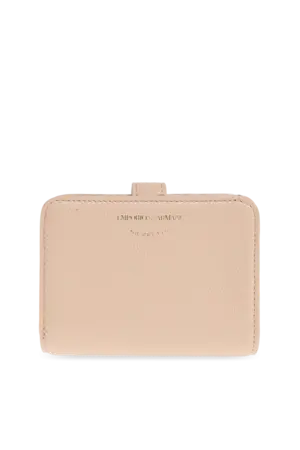Emporio Armani Leather Wallet With Logo - Beige
