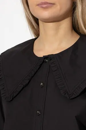 GANNI Ruffled Top - Black