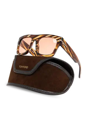 TOM FORD Rectangular Tortoiseshell Sunglasses - Brown