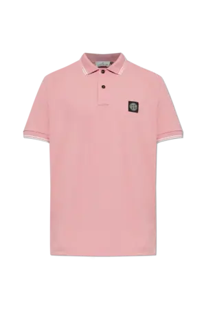 Stone Island Polo With Logo Patch - Pink