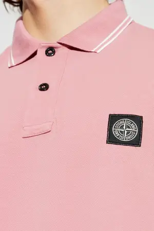 Stone Island Polo With Logo Patch - Pink