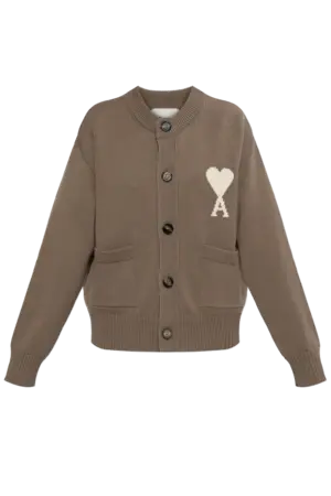 AMI Paris Cardigan With Pockets - Brown