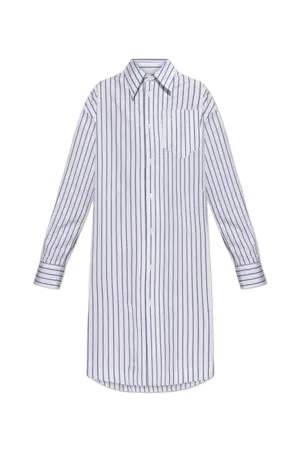 Ami Striped Shirt Dress - White