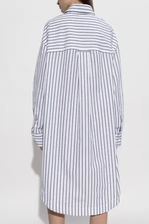 Ami Striped Shirt Dress - White